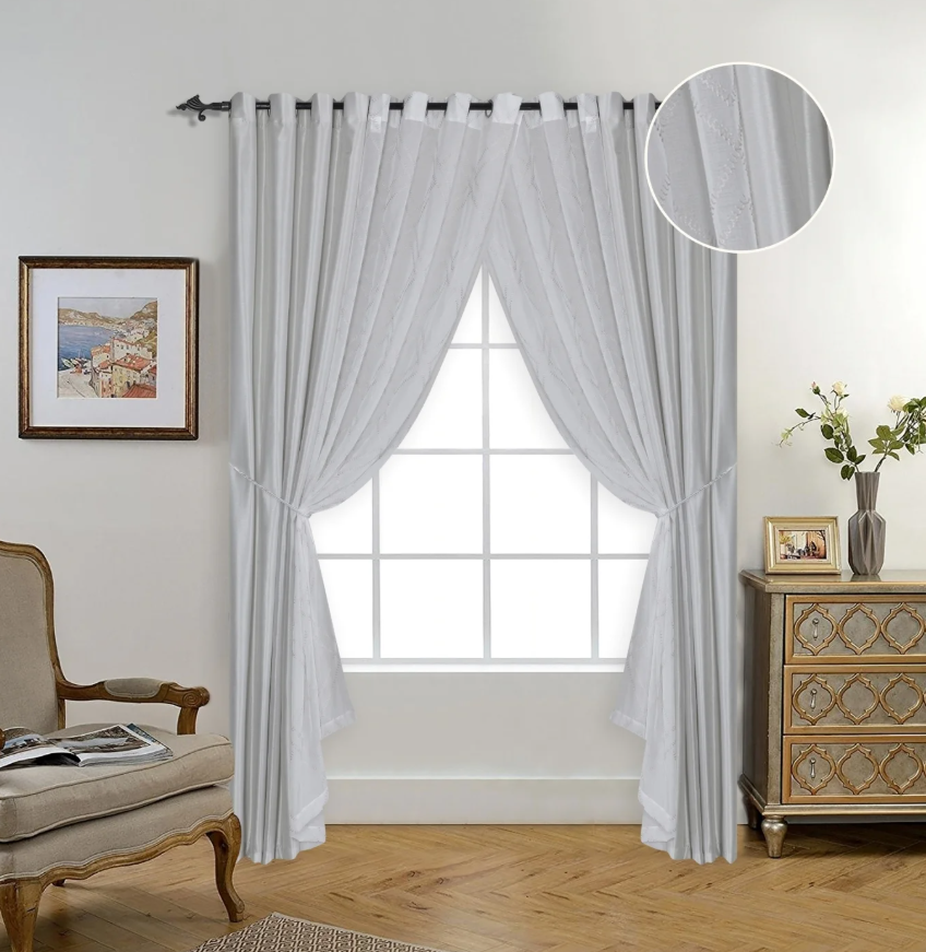 Chester 54"x90" 6pc Faux Silk Grommet Curtain Panel - Light Grey ...