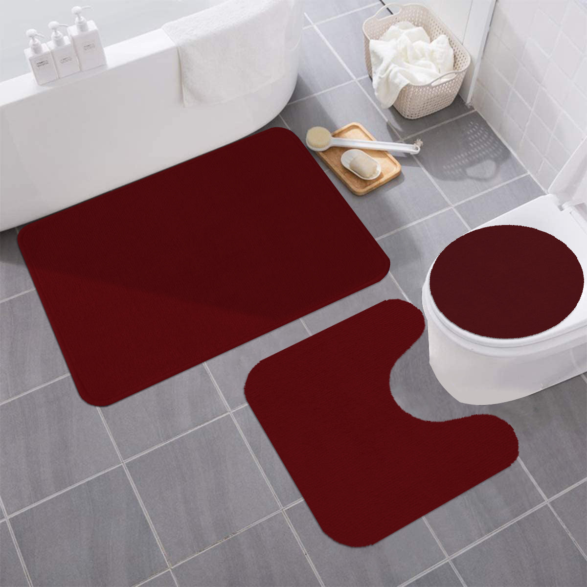 Brenda - 3pc Bath Mat Set - Red – Kashi Home